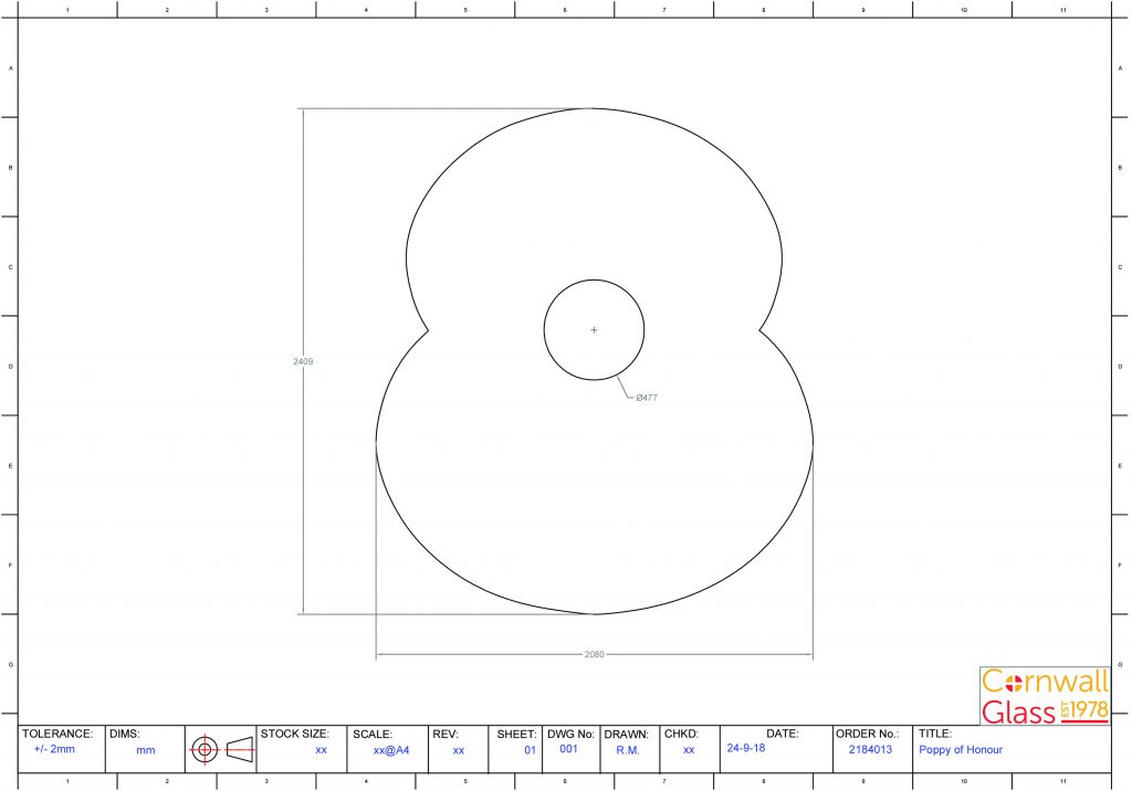Poppy A4 Template CAD - Cornwall Glass